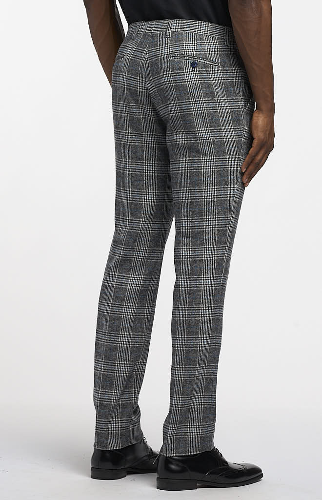Paisley & Gray Downing Pants Slim Black Arctic Blue Check – Stately