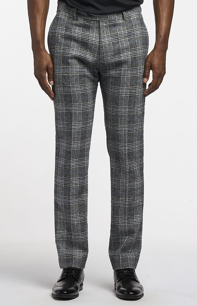 Paisley & Gray Downing Pants Slim Black Arctic Blue Check – Stately