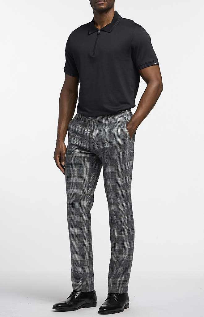 Paisley & Gray Downing Pants Slim Black Arctic Blue Check – Stately