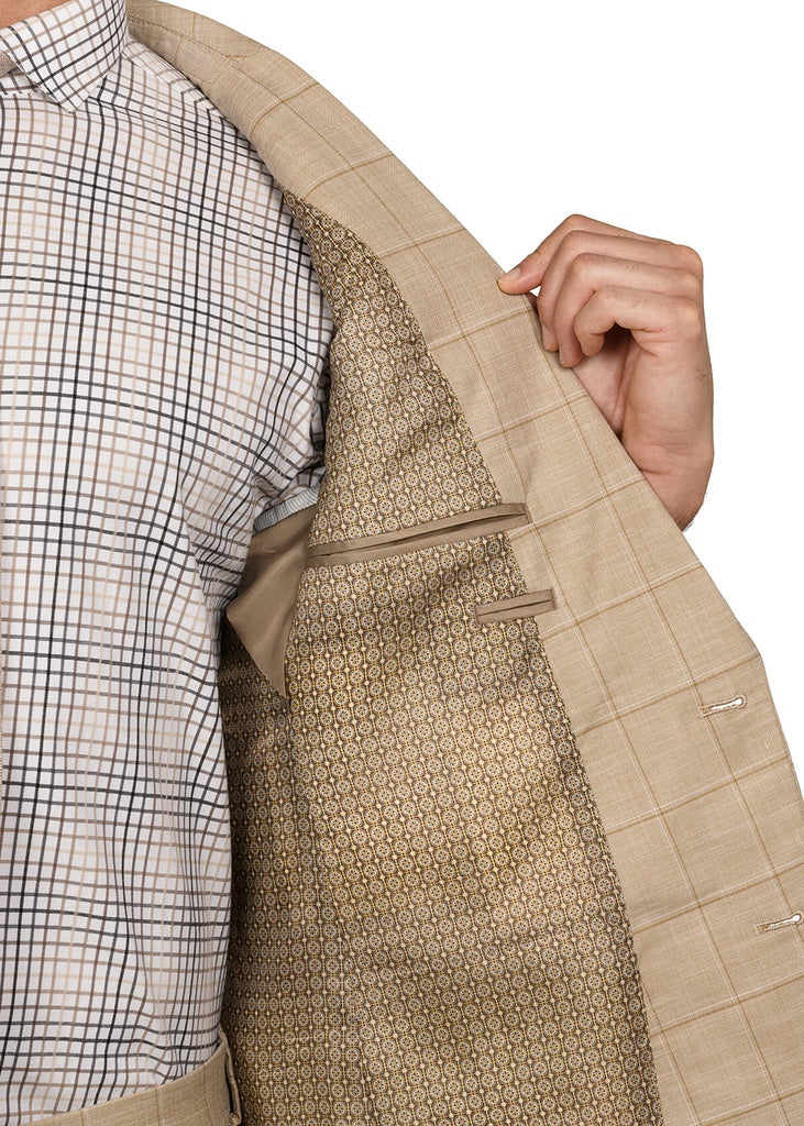 Construct Tan Windowpane Suit Jacket – Stately