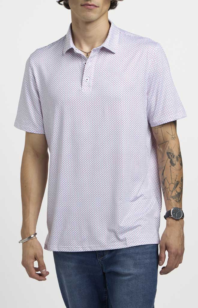 Flag & Anthem Monsey Geo Print Short-Sleeve Perfomance Polo – Stately