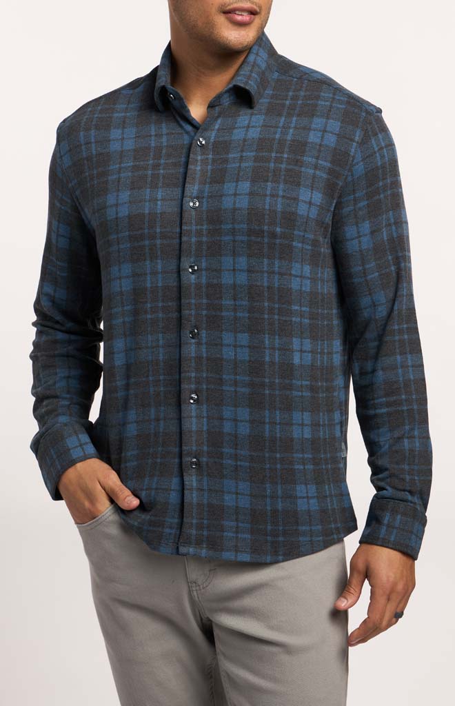 Stone Rose Check Tech Fleece Button-Up Shirt – Stately