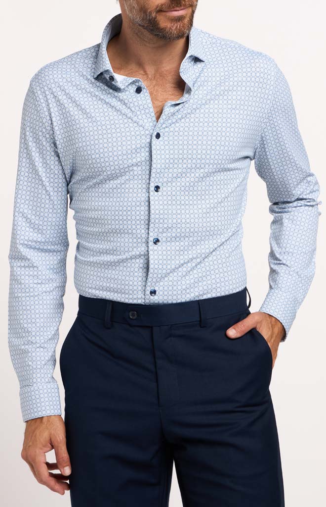 Stone Rose Techno Stretch Geo Print Long-Sleeve Shirt – Stately
